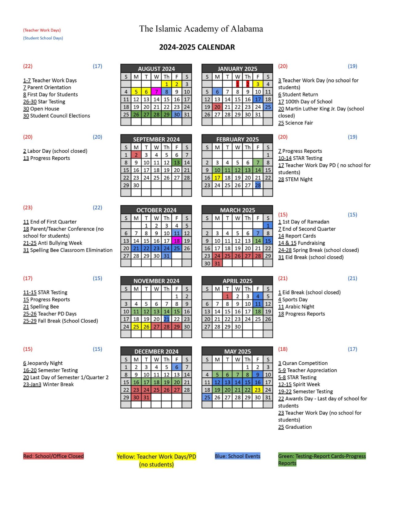 Calendar | Islamic Academy Of Alabama